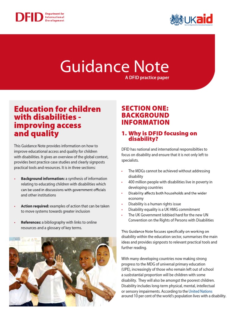 Edu Chi Disabil Guid Note | PDF | Disability | Inclusion (Education)