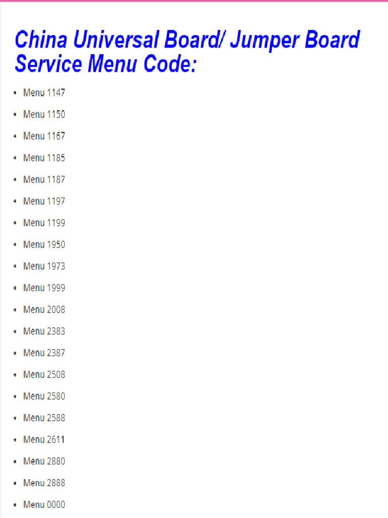 All LCD Led TV Service Menu Code | PDF