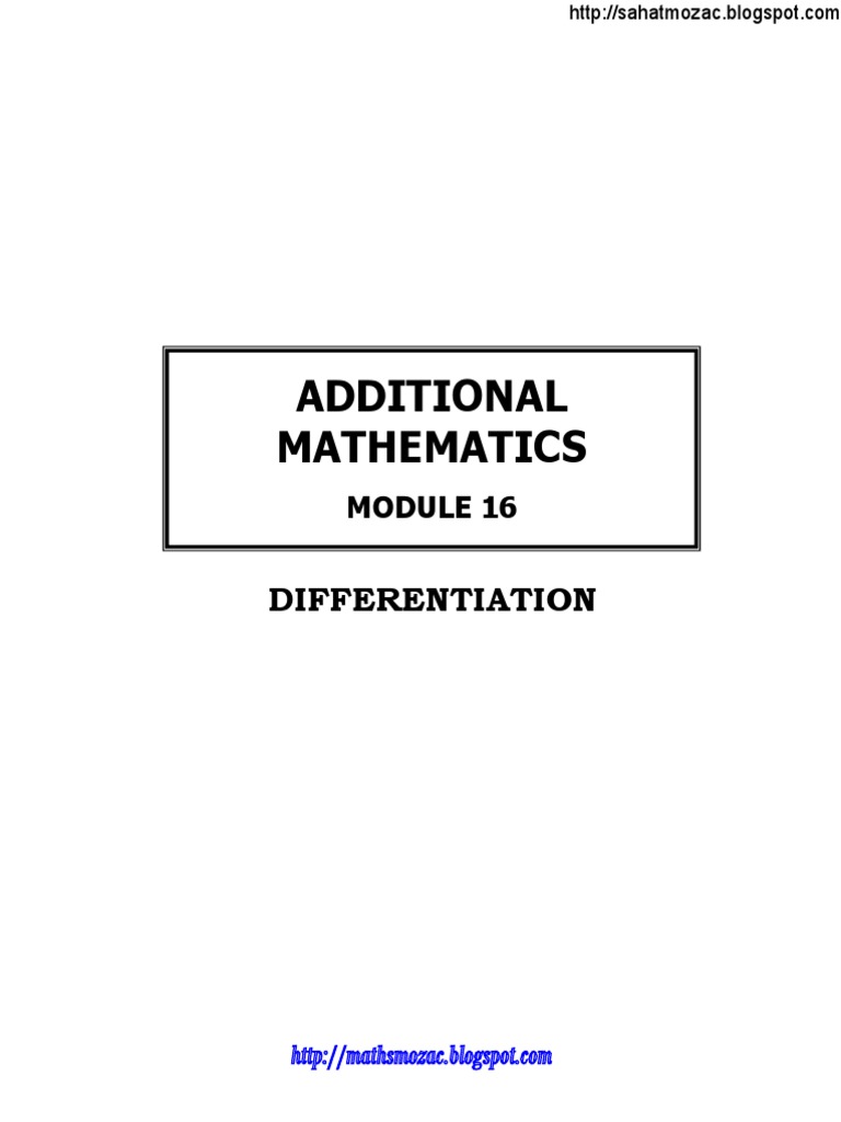 SPM Additional Mathematics Differentiation Exercise | PDF | Teaching Methods & Materials