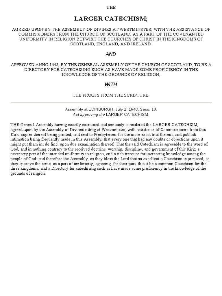 Westminster Larger Catechism With Proofs | PDF | Grace In Christianity ...