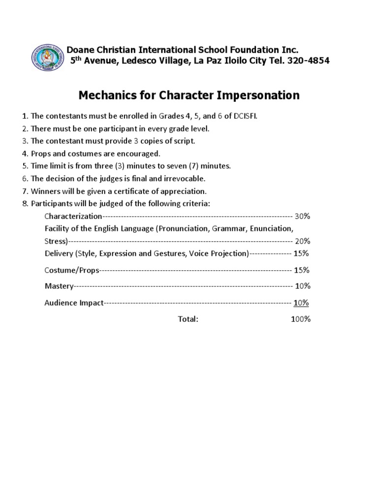 Character Impersonation Mechanics and Criteria | PDF
