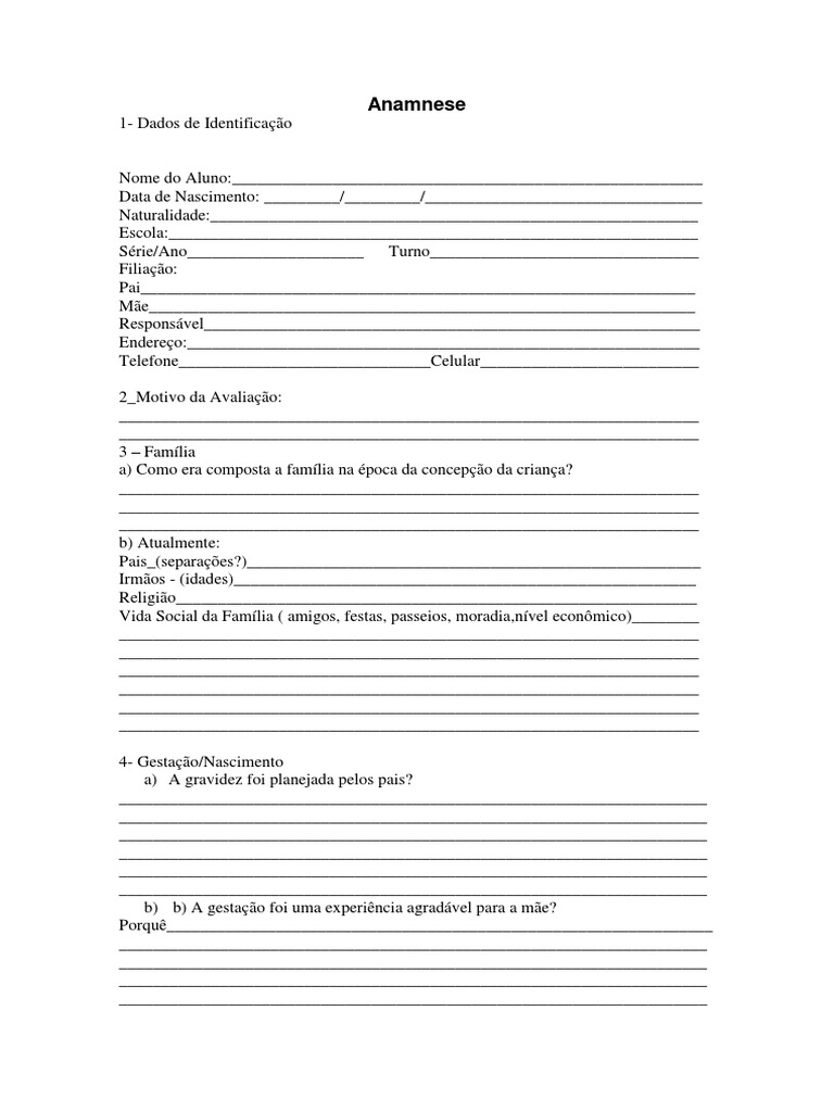 Modelo de Anamnese | PDF
