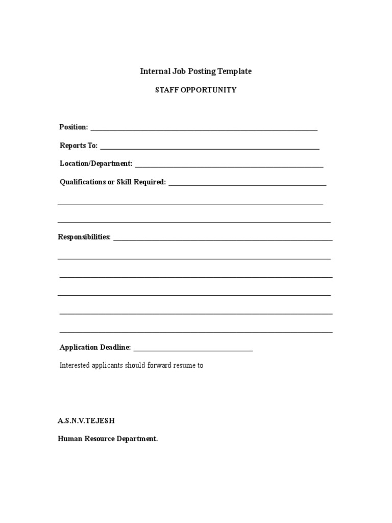 Internal Job Posting Template 239 | PDF
