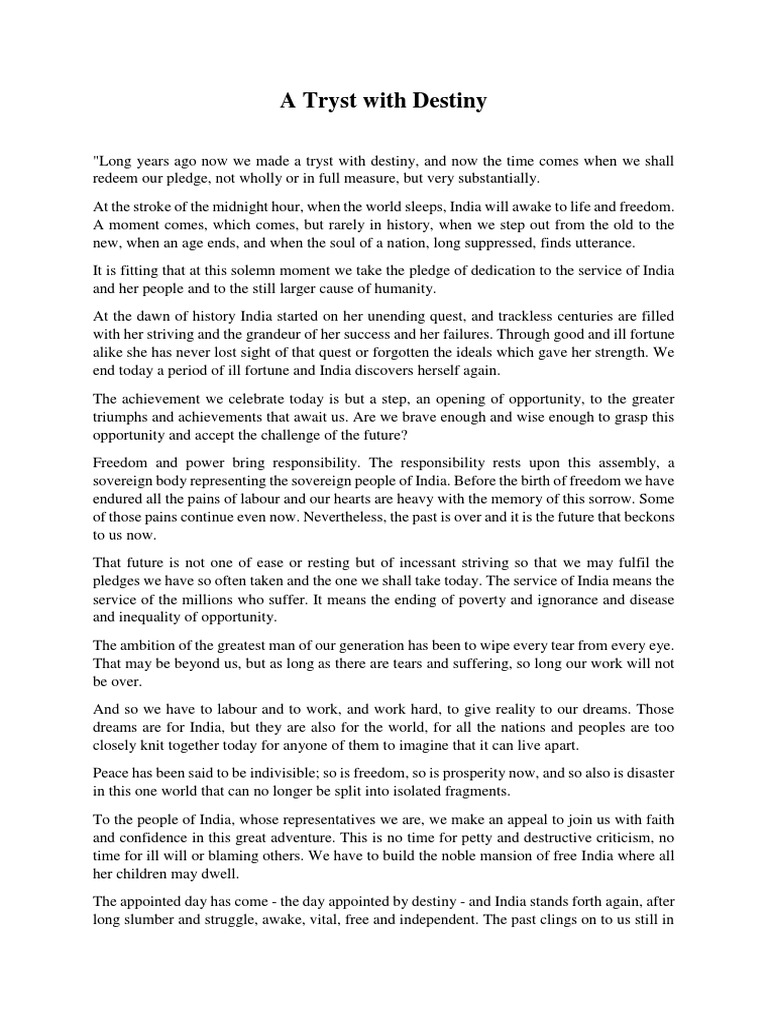 A Tryst With Destiny | PDF