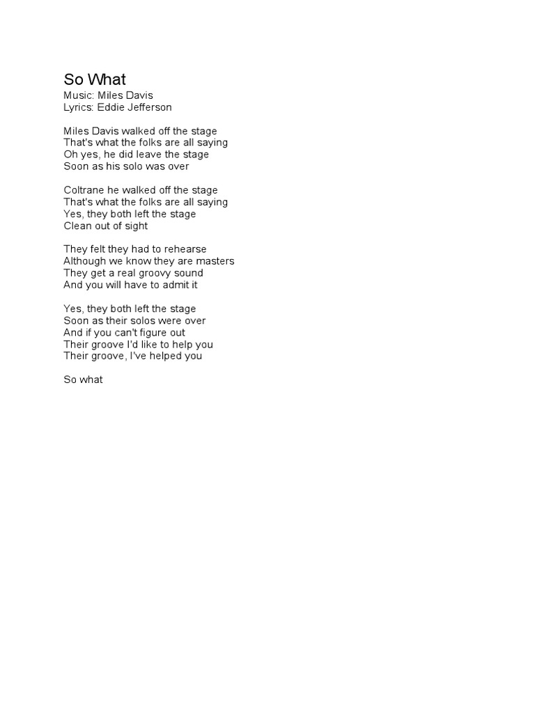 So What Lyrics PDF | PDF