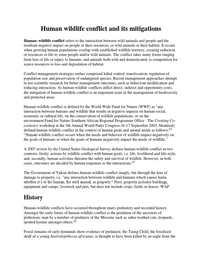 Human Wildlife Conflict and Its Mitigations | PDF