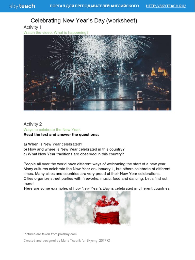 Celebrating New Years Day Worksheet PDF | PDF | Home & Garden