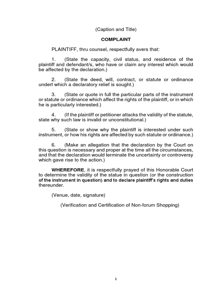 Action For Declaratory Relief | PDF | Politics | Social Science
