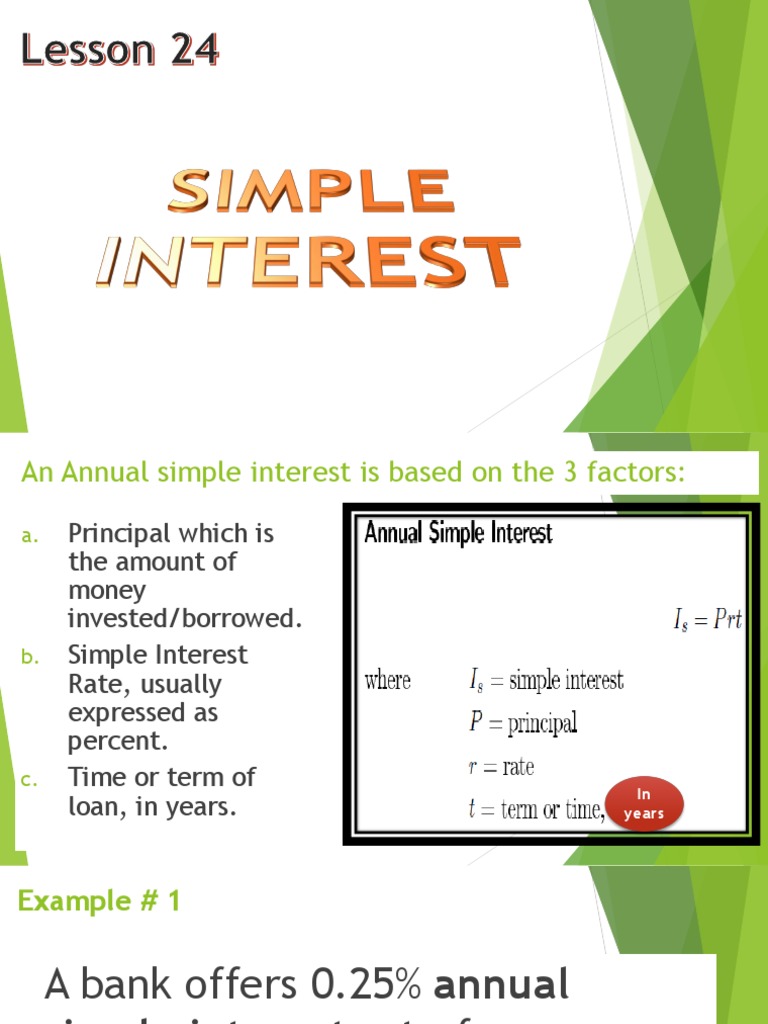 Lesson 24. Simple Interest | PDF