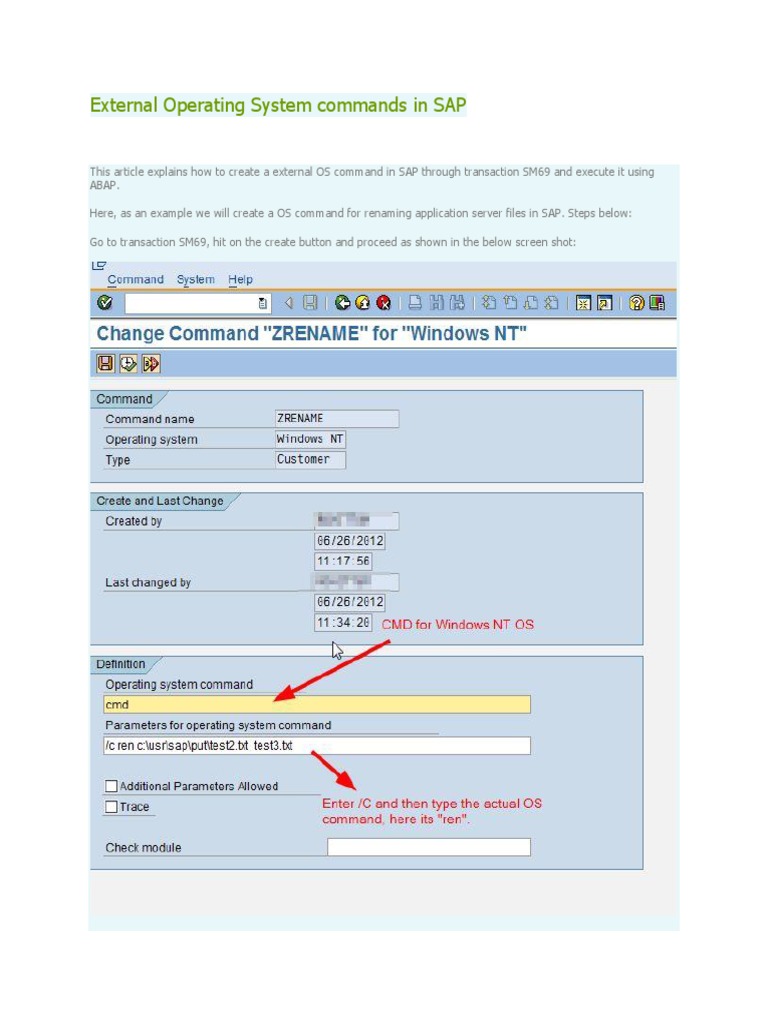 External Operating System Commands in SAP | PDF