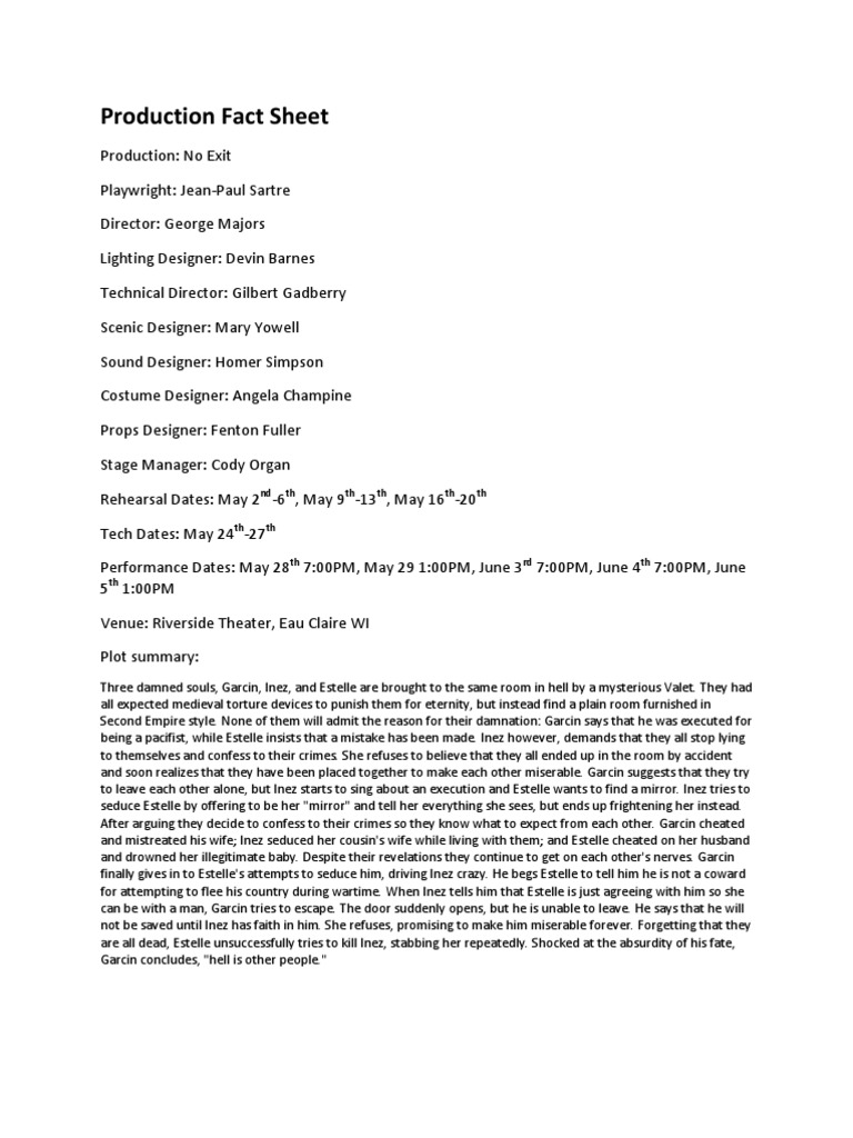No Exit Production Details and Cast | PDF
