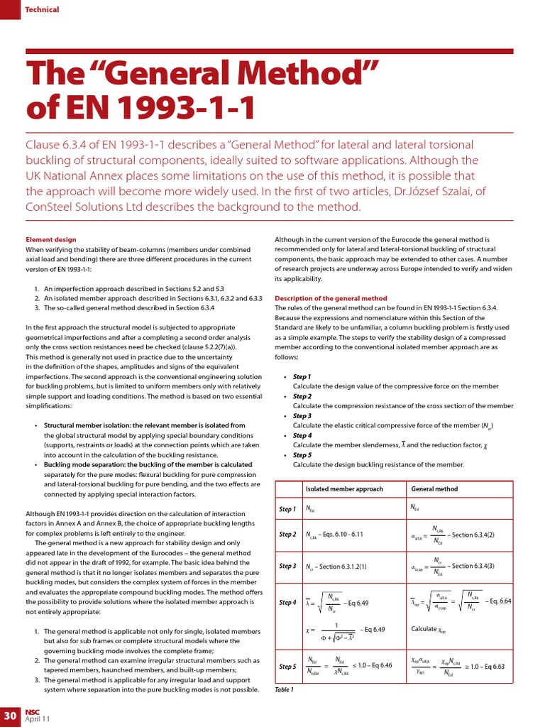 The General Method of EN 1993-1-1 PDF | PDF