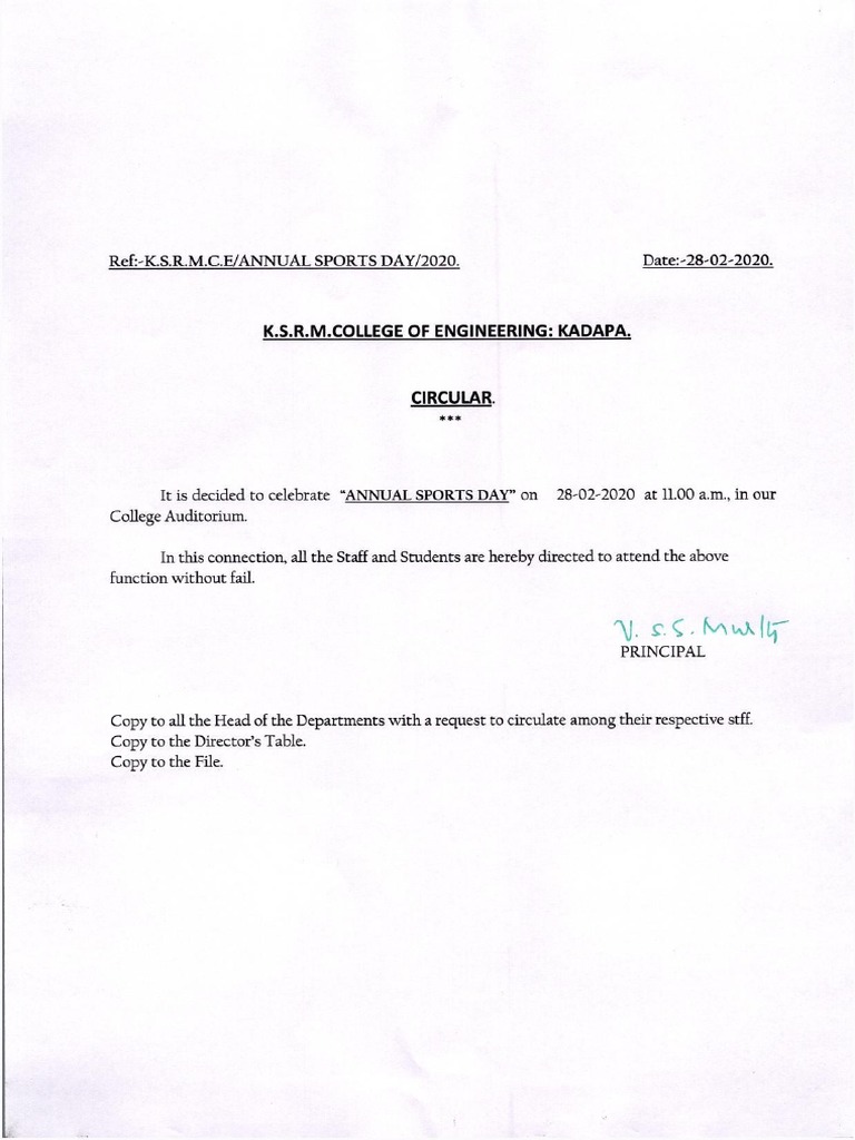 Circular - Annual Sports Day PDF | PDF
