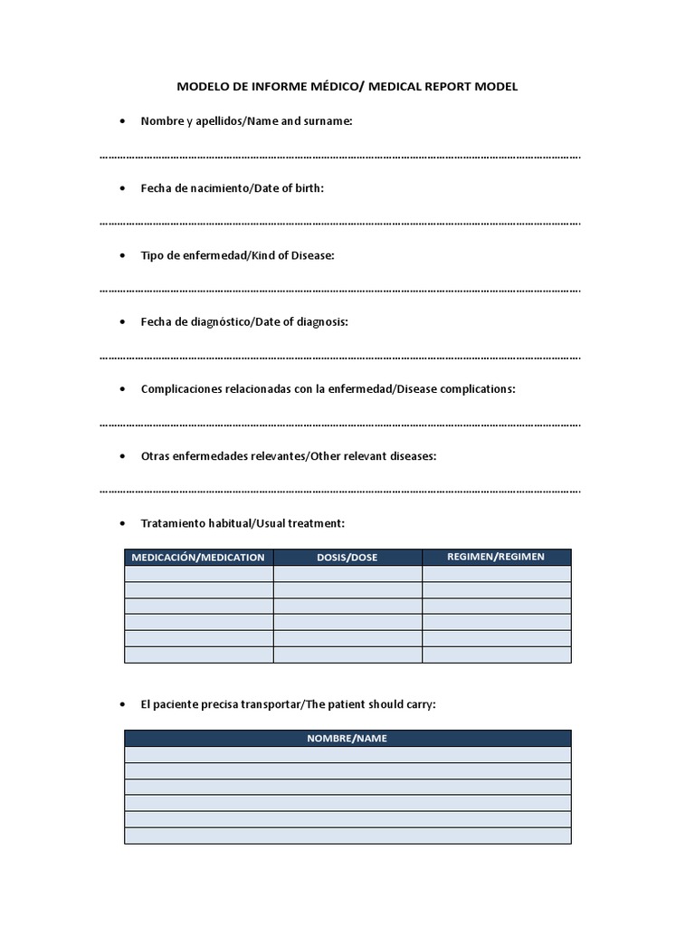 Modelo de Informe Médico | PDF