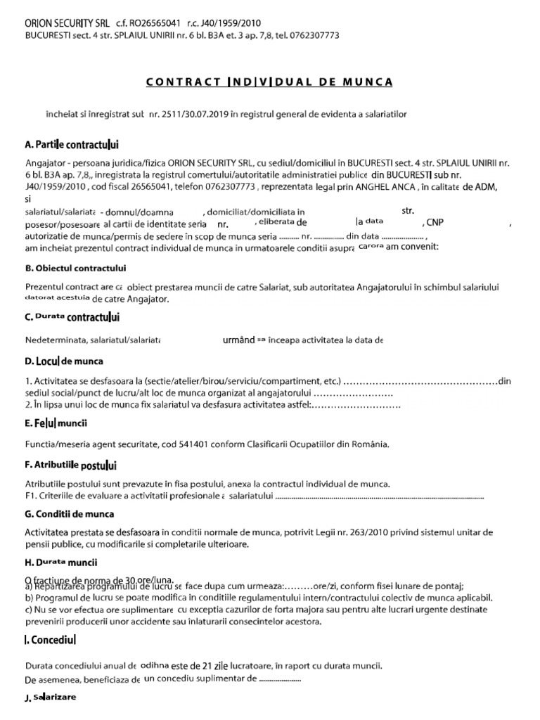 Model Contract de Munca | PDF