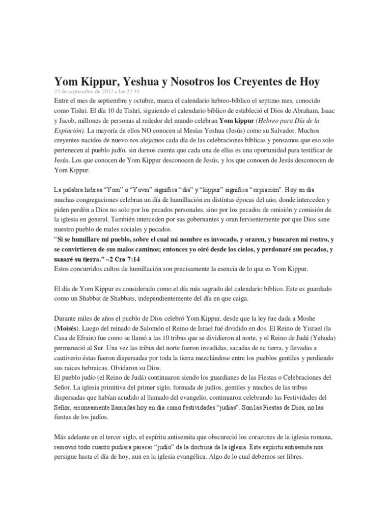 Yom Kippur | PDF | Historia | Religión y espiritualidad