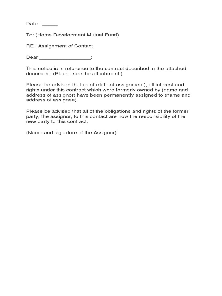 Notice of Assignment of Contract Pagibig | PDF