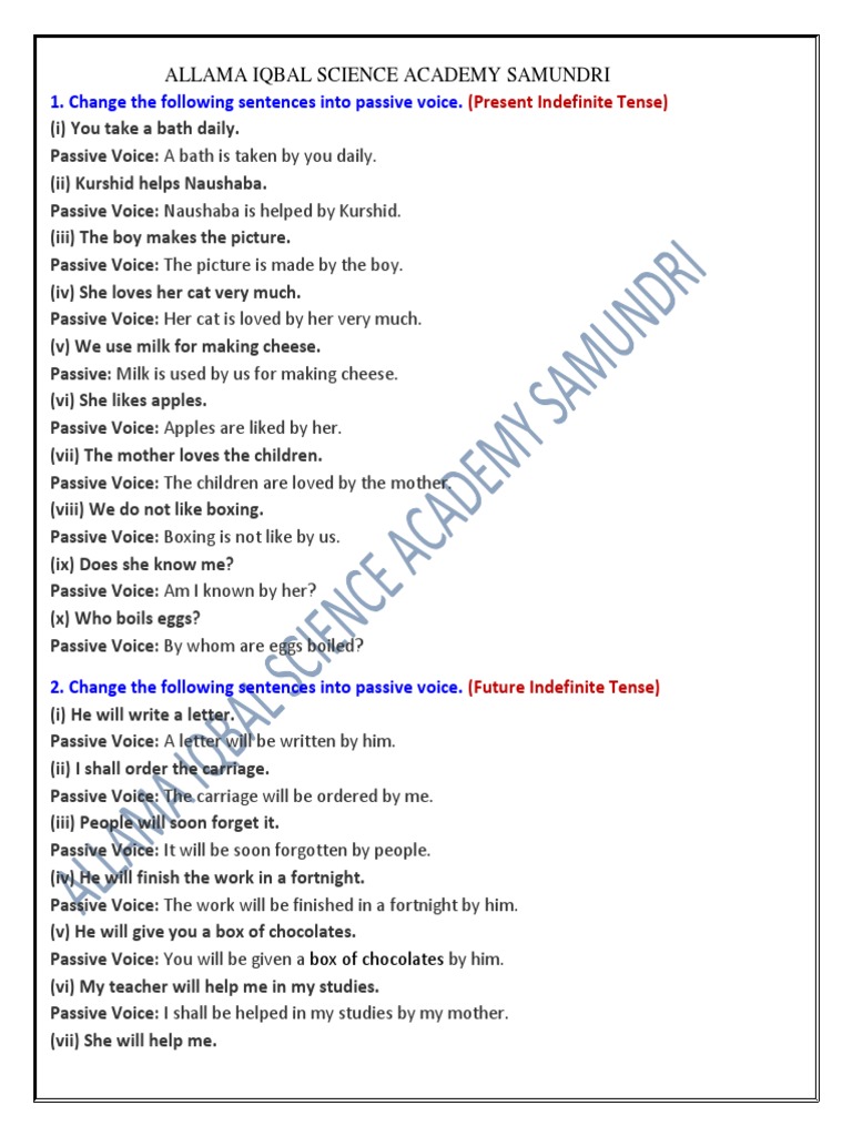 9th English Notes Active Passive Voice | PDF