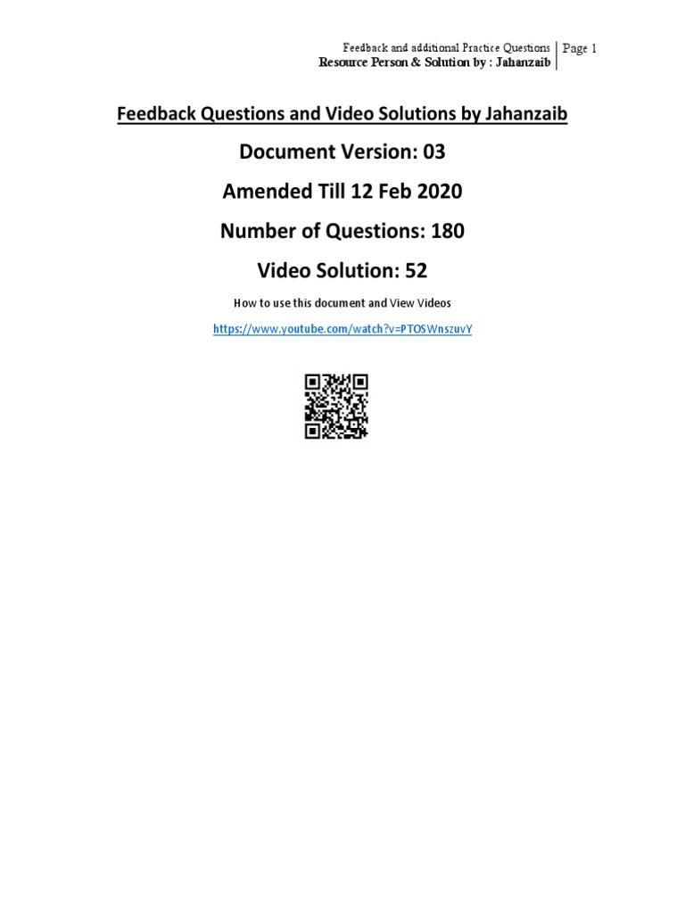 Feedback+additional Qs With Video Solution by Jahanzaib PDF | PDF