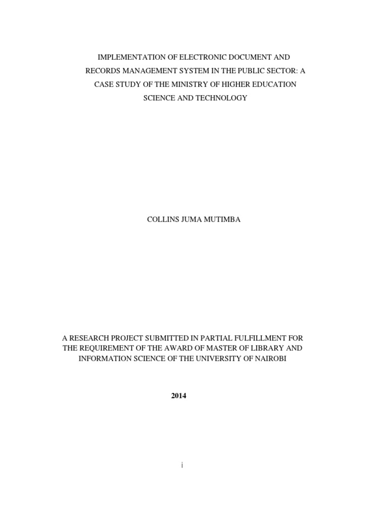 Mutimba - Implementation of Electronic Document and Records Management System | PDF