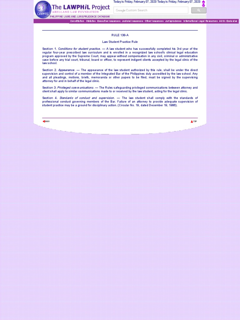 Student practice rule allows 3rd year law students represent indigent clients | PDF