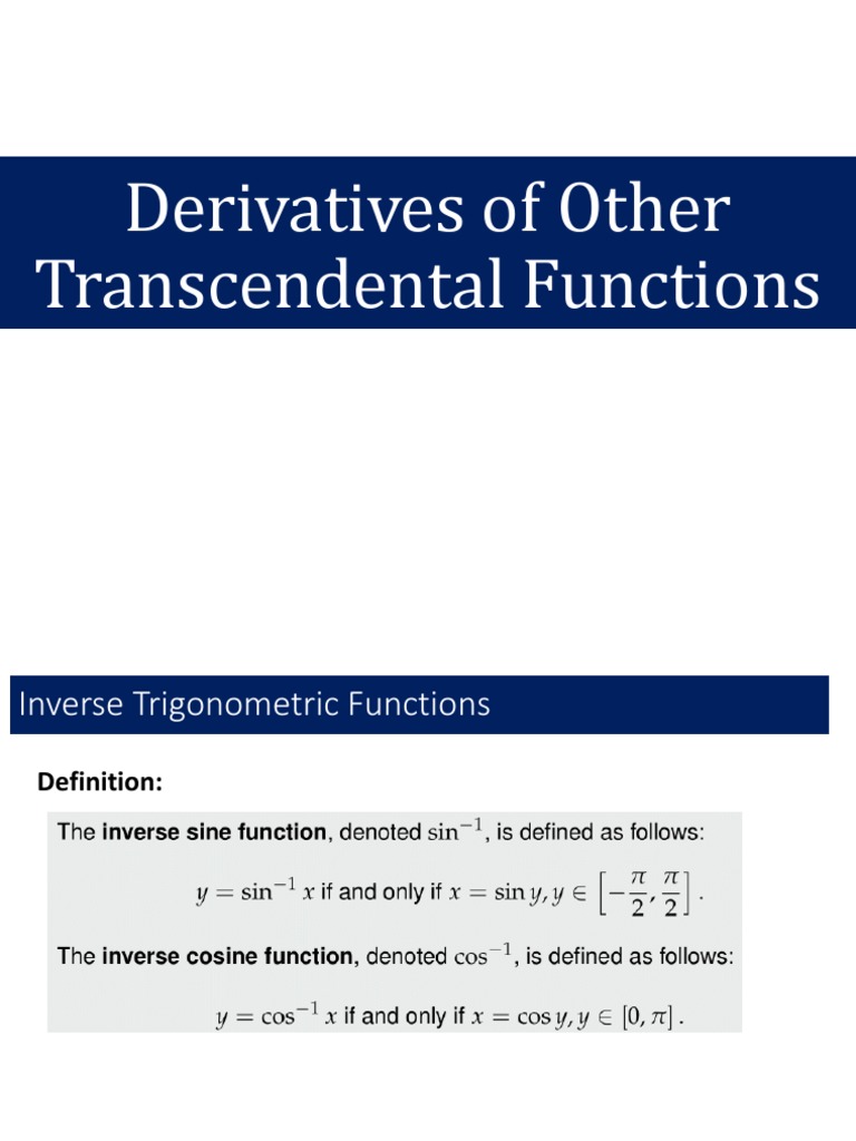 Derivatives of Transcendental Functions | PDF