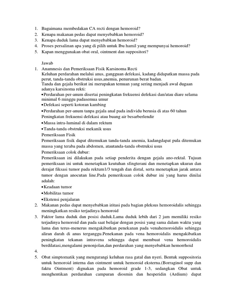 CA Recti Dengan Hemoroid | PDF