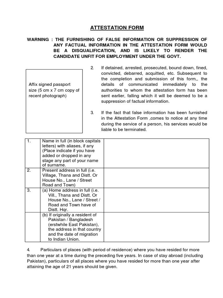 A Comprehensive Employment Attestation Form | PDF