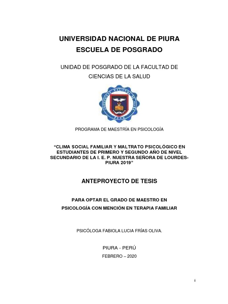 Proyecto de Tesis Fabiola Frías Oliva | PDF | Bienestar