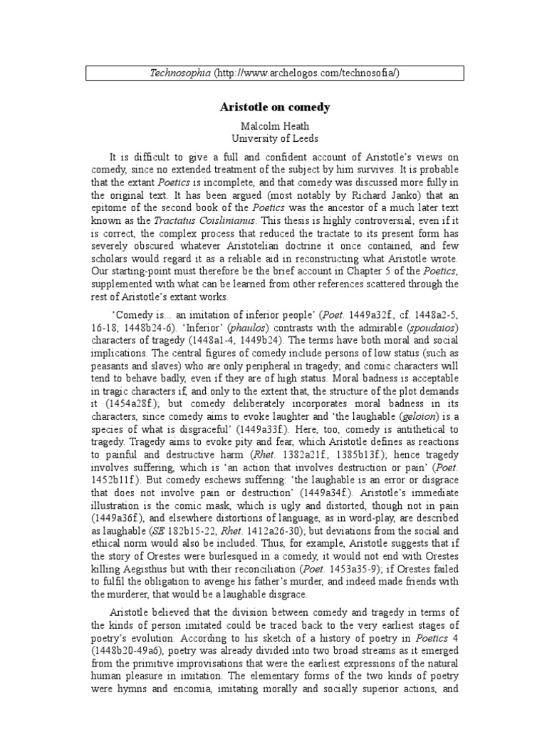 Aristotle On Comedy | PDF | Comedy | Homer