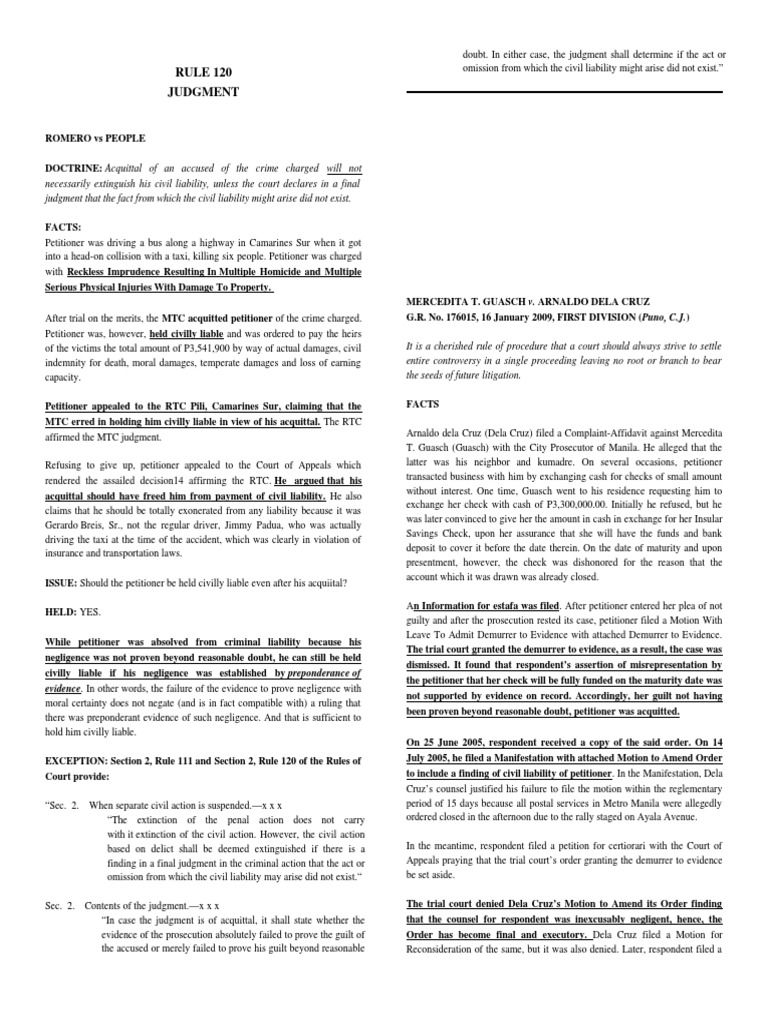 Rule 120 - 126 ROC Cases | PDF