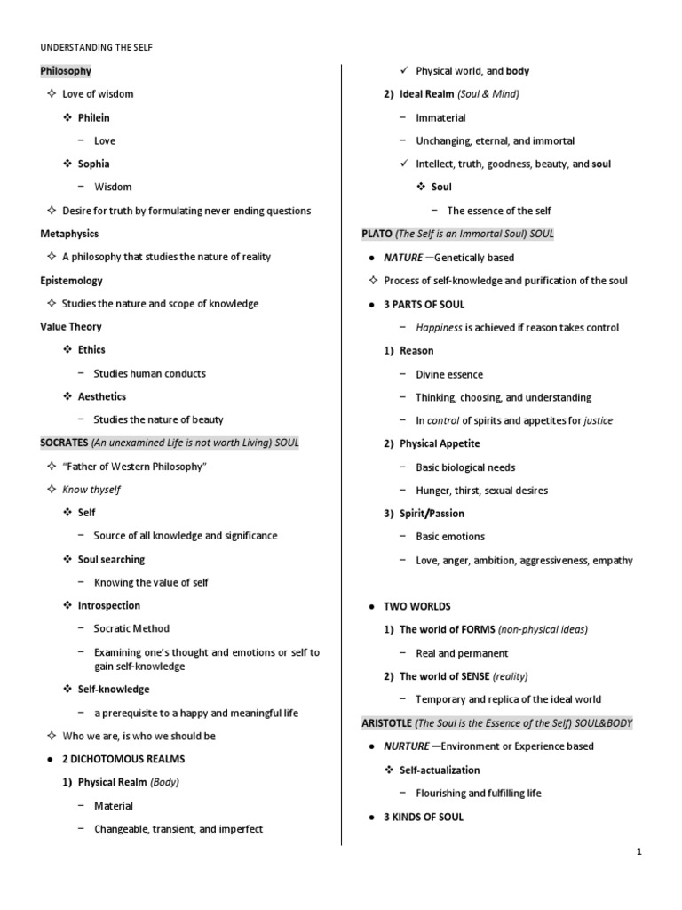 Chapter1: Understanding The Self (REVIEWER) | PDF | Self-Improvement