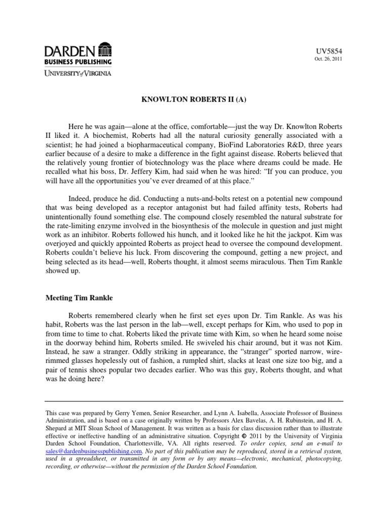 (Case Study) 2.3.-Knowlton+Roberts+II+ - A | PDF | Reason | Cognitive Science