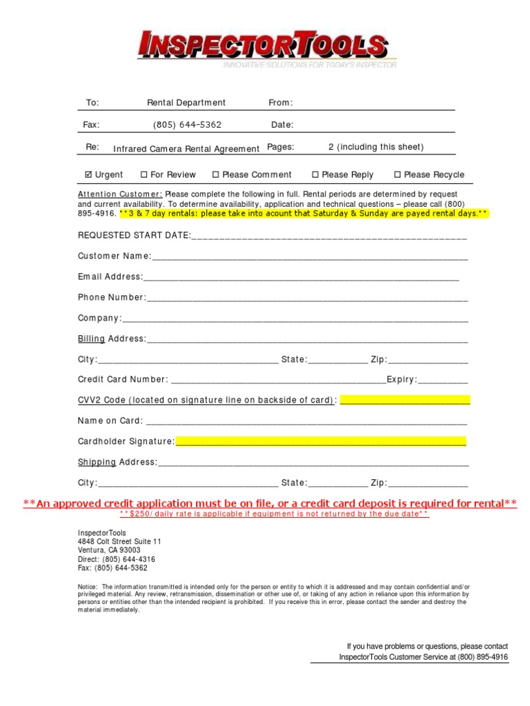 Camera Rental Agreement | PDF | Credit Card | Renting