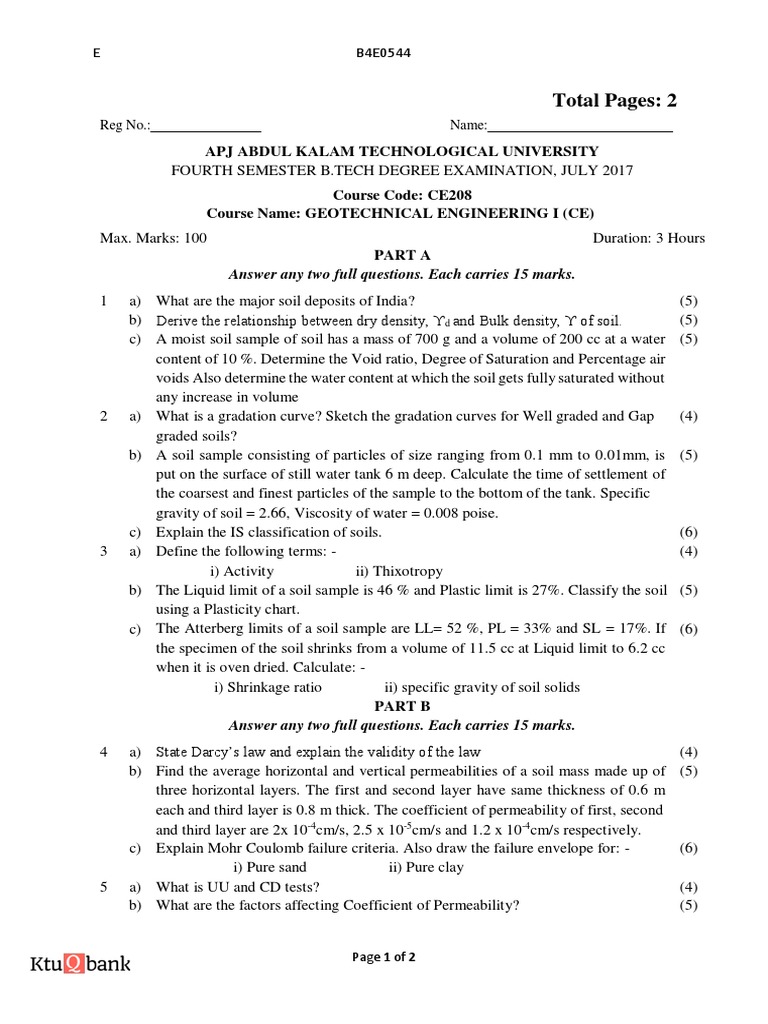 2 Geotechnical Engineering CE S4 B.Tech KTU 2017 PDF | Download Free ...