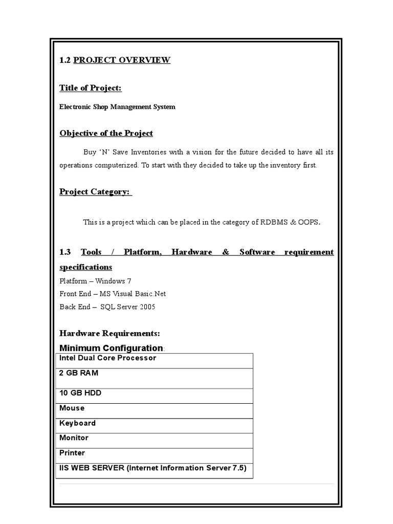 Electronic Shop Management System | PDF | Databases | Sql