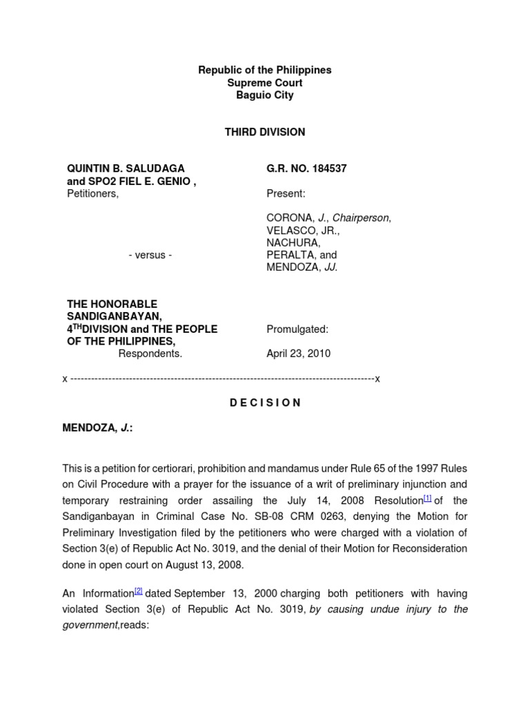 Saludaga Vs Sandiganbayan G.R. No. 184537 | PDF | Prosecutor | Certiorari