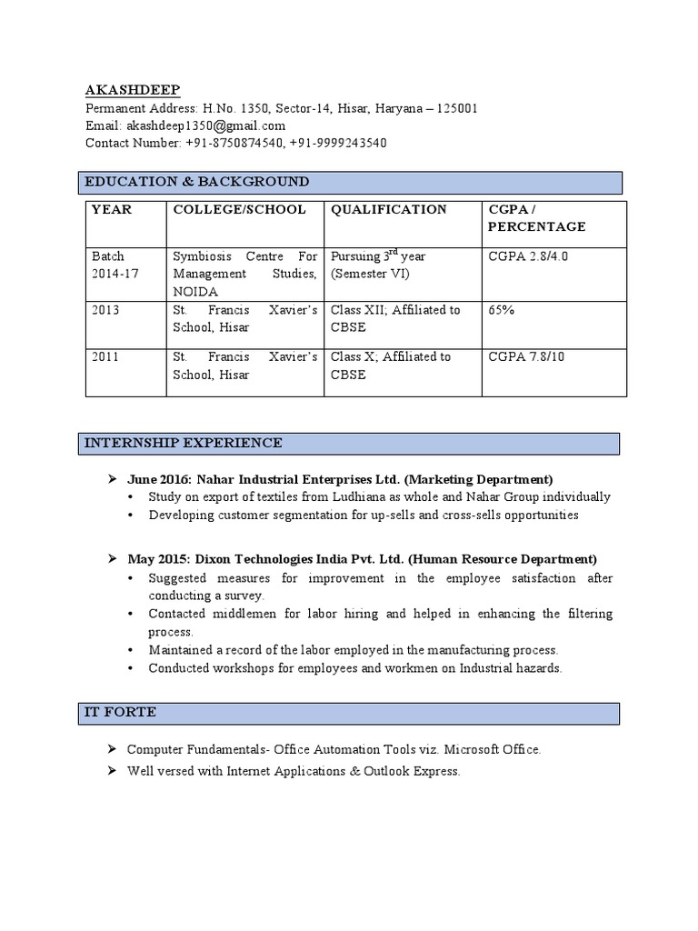 Akashdeep's Resume: Education & Experience | PDF | Career & Growth