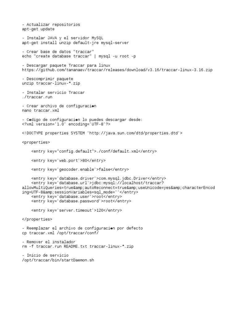 Comandos Instalacion Traccar | PDF