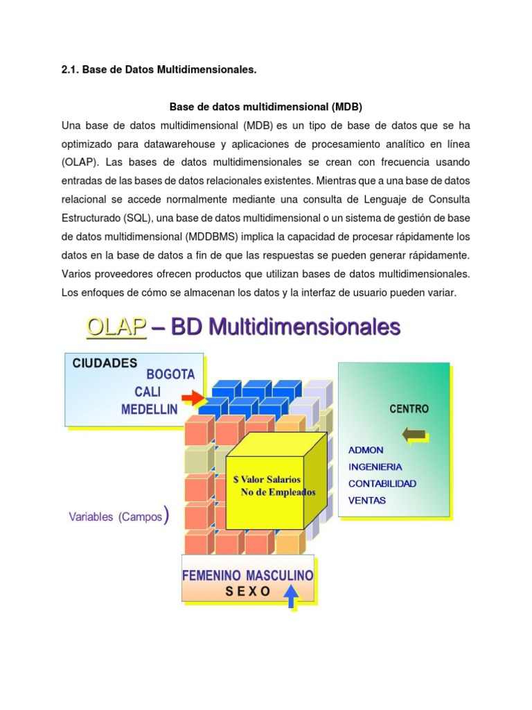 Bases de Datos Multidimensionales: Ventajas y Desventajas | PDF | Almacén de datos | Bases de datos