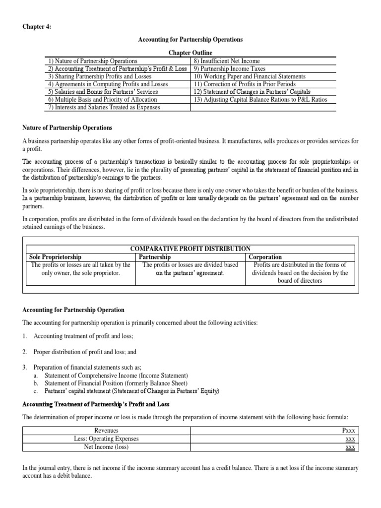 Chapter 4 Accounting For Partnership Operations | PDF | Debits And ...