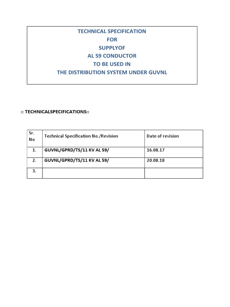 Technical Specification AL-59 Conductor 893 | PDF | Wire | Electrical ...