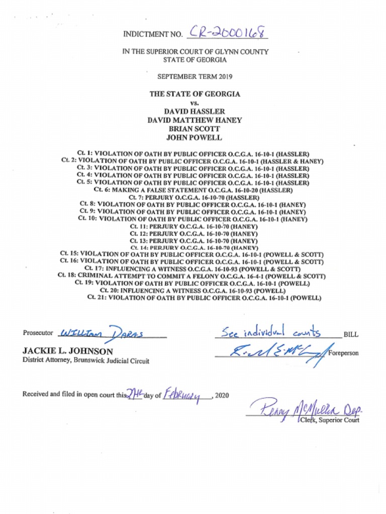 State of Georgia VS David Hassler, David Matthew Haney, Brian Scott ...