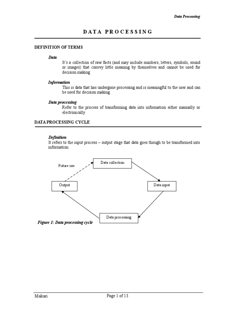 Data Processing | PDF | Computer File | Computer Data Storage