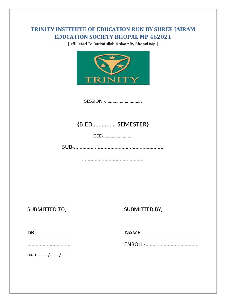 B.Ed Assignment Front Page Template | PDF | Religion & Spirituality