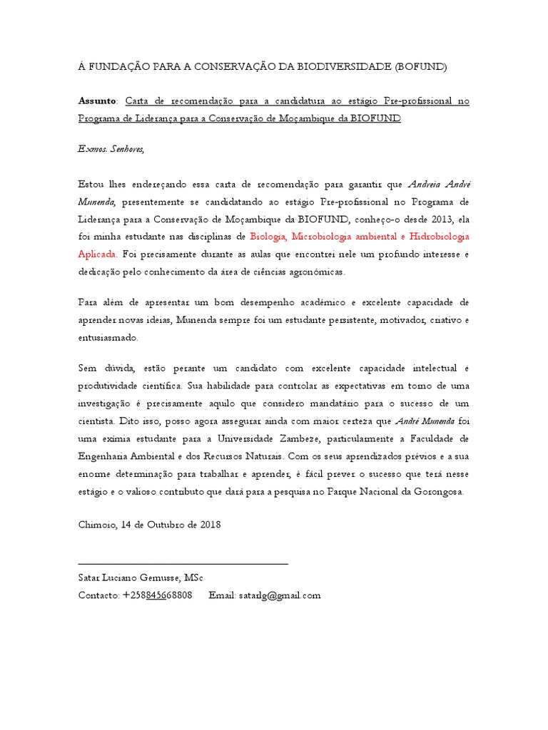 Carta de Recomendacao Andreia | PDF