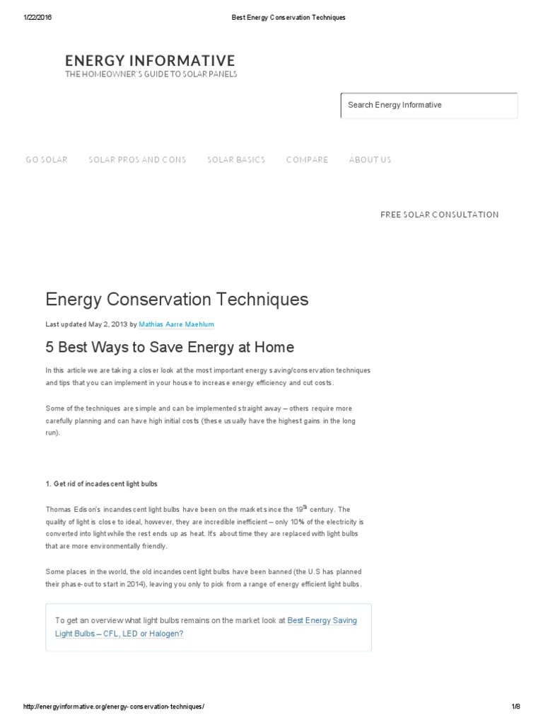 Best Energy Conservation Techniques PDF | PDF