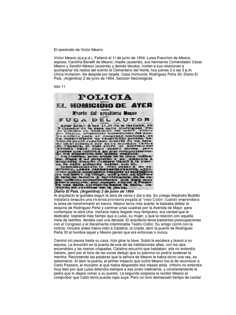 El Asesinato de Victor Meano | PDF | Buenos Aires | Violencia