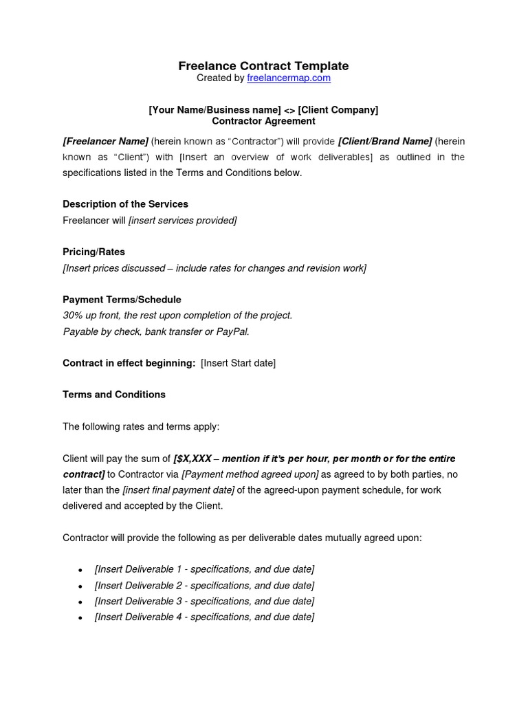 Freelance Contract Template Sample Word | PDF | Civil Law (Legal System ...