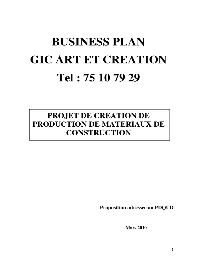 Business Plan GIC Art et Création | PDF | Amortissement (finance ...